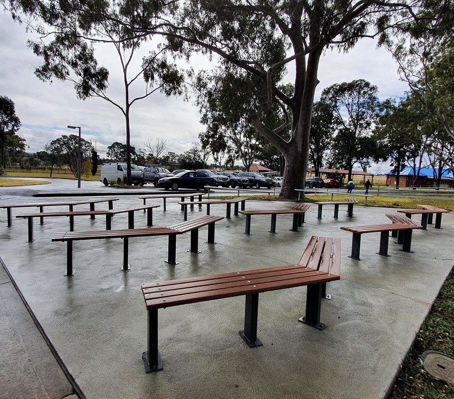 Woodville 45° Angled Bench (Bolt Down) - Astra Street Furniture