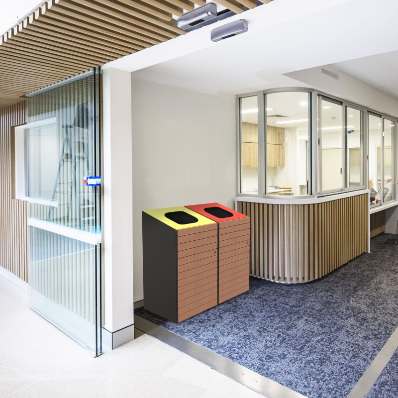 Florence Bin Enclosure 240L Open Top - Enviroslat Walnut Door - Red ...