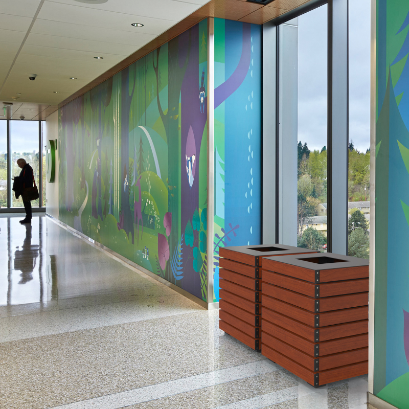 Barcelona Bin - Western Red Cedar Ali Slat Base with Open Top