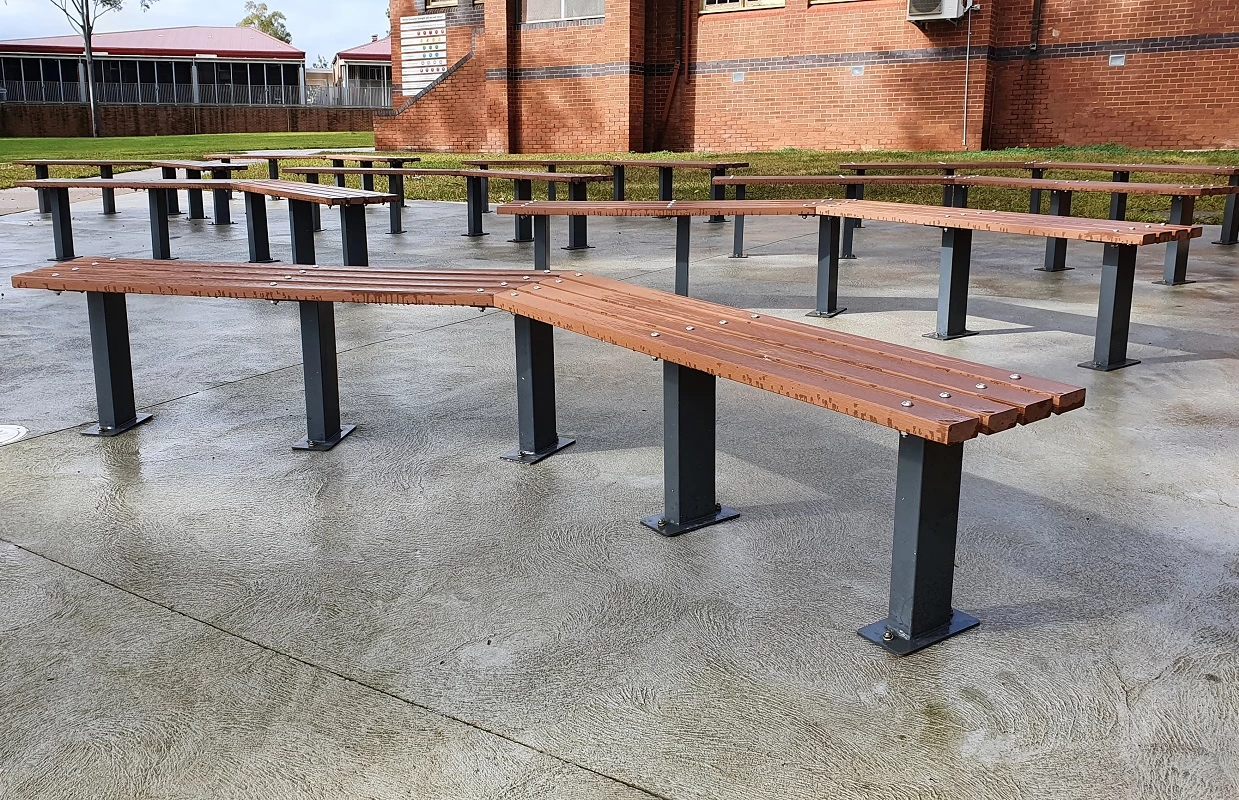 Woodville 45° Angled Bench (Bolt Down) - Astra Street Furniture