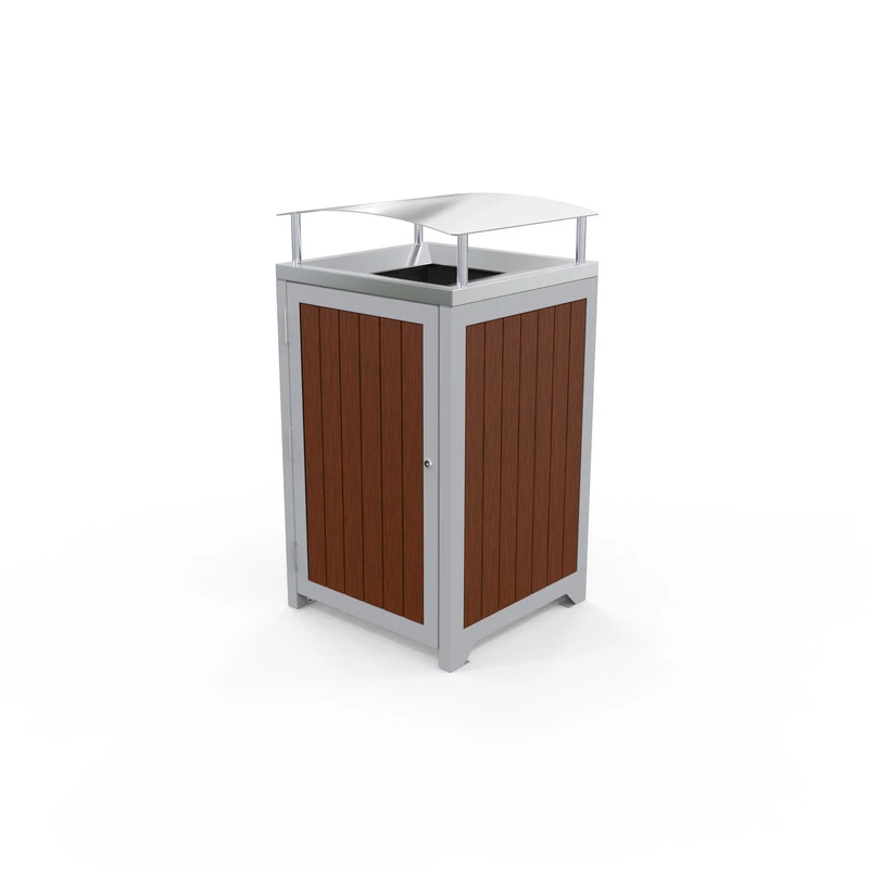 Athens Bin Enclosure - Timber Slat Base with SS Curved Cover